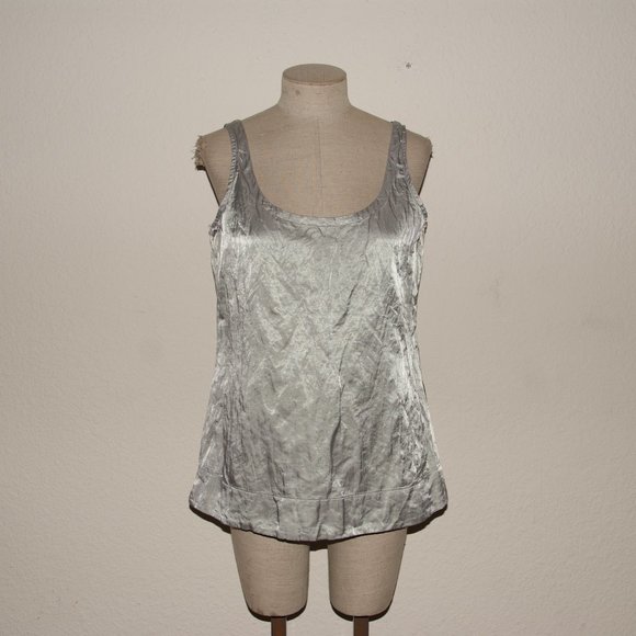 Eileen Fisher | Tops | Eileen Fisher Silver Steel Satin Tank Top Shell ...